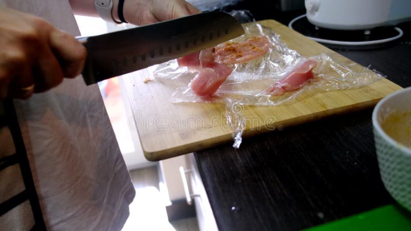 Making chop meat close up stock video. Video of meat - 297968929