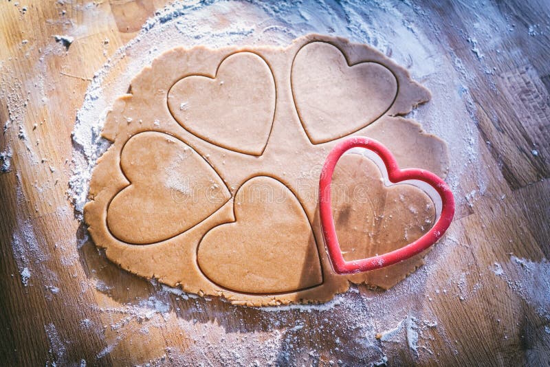 Making Christmas Gingerbread Heart Cookie Stock Image - Image of ginger ...