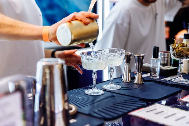 Making a cocktail stock image. Image of making, male - 231555621