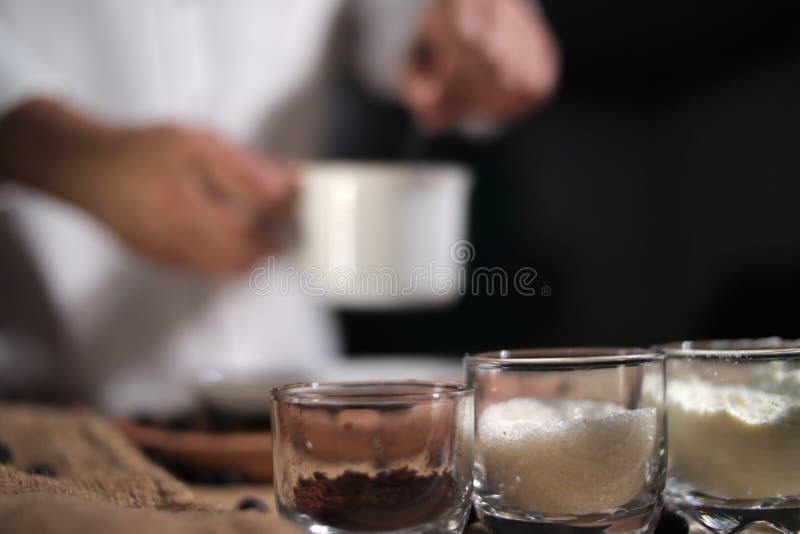 Making Coffe, Bar Keeper Making a Cup of Coffe, with Selective Focus on ...