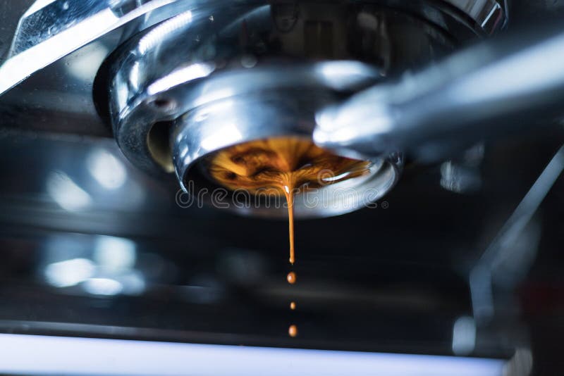 Making of Coffee Extraction from a Espresso Machine Stock Image - Image ...