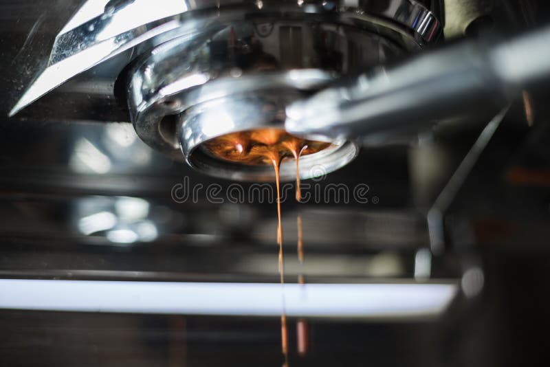 Making of Coffee Extraction from a Espresso Machine Stock Image - Image ...