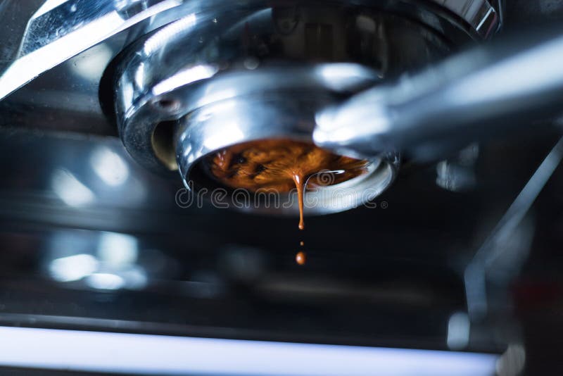 Making of Coffee Extraction from a Espresso Machine Stock Photo - Image ...
