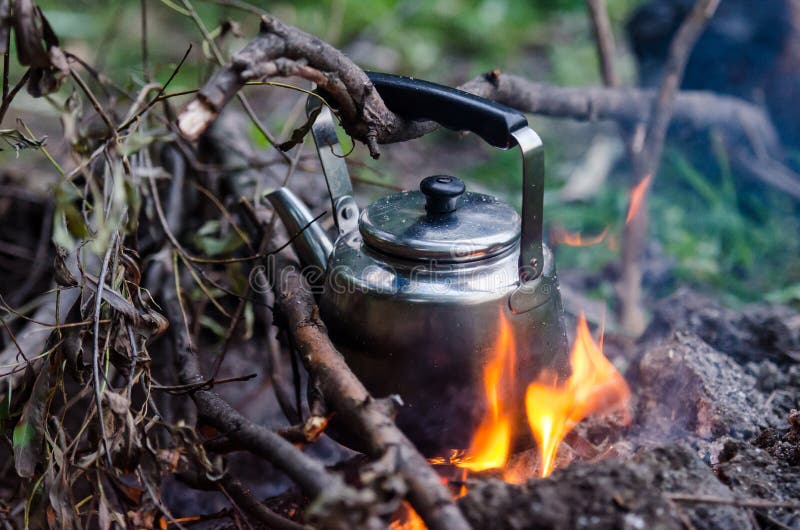 Making Coffee in a Fireplace Stock Image - Image of boil, fireplace ...