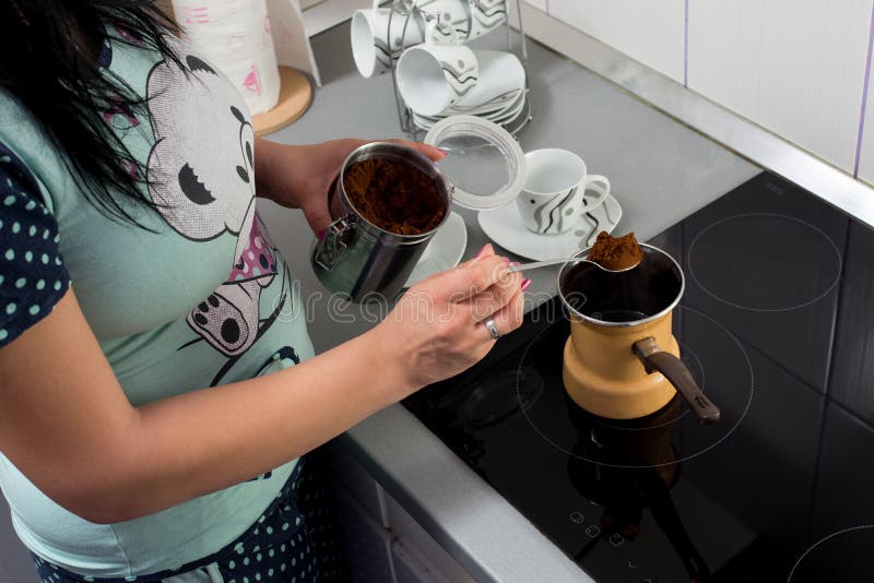 Making coffee stock image. Image of coffee, breakfast - 69804259