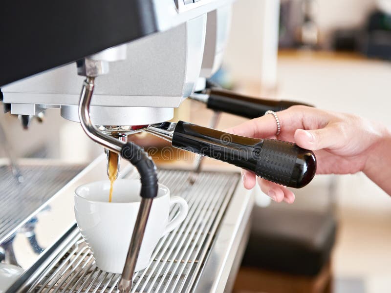 Making Coffee in Machine in Cafe Bar Stock Photo - Image of espresso ...