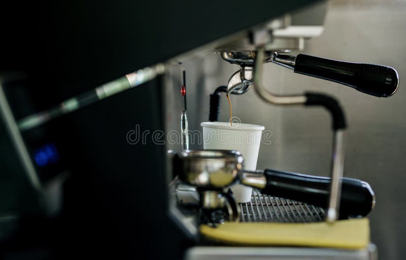 Making Coffee with Machine in Cafe Stock Image - Image of preparing ...