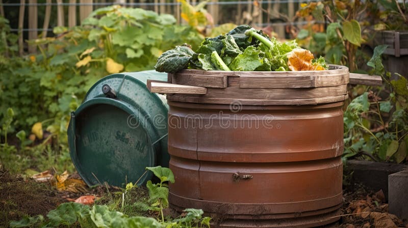 Making Compost from Organic Waste in the Garden. Compost Bin Stock ...