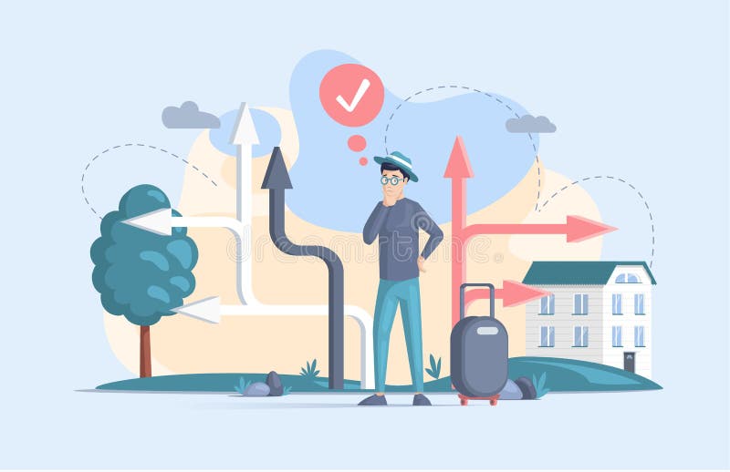 Making Confusion Choice of Path. Man Thought about Solution To Problem ...