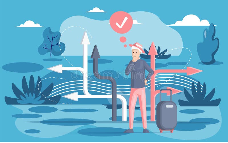 Making Confusion Choice of Path. Man Thought about Solution To Problem ...