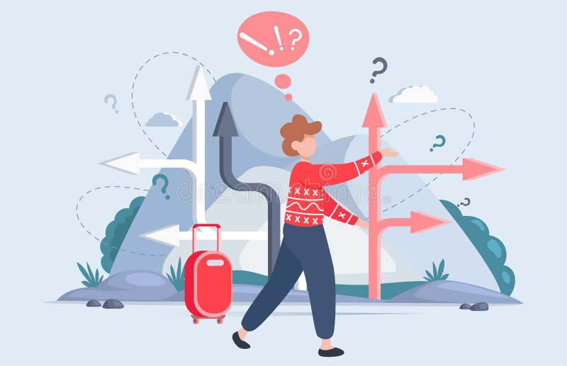 Making Confusion Choice of Path. Man Thought about Solution To Problem ...