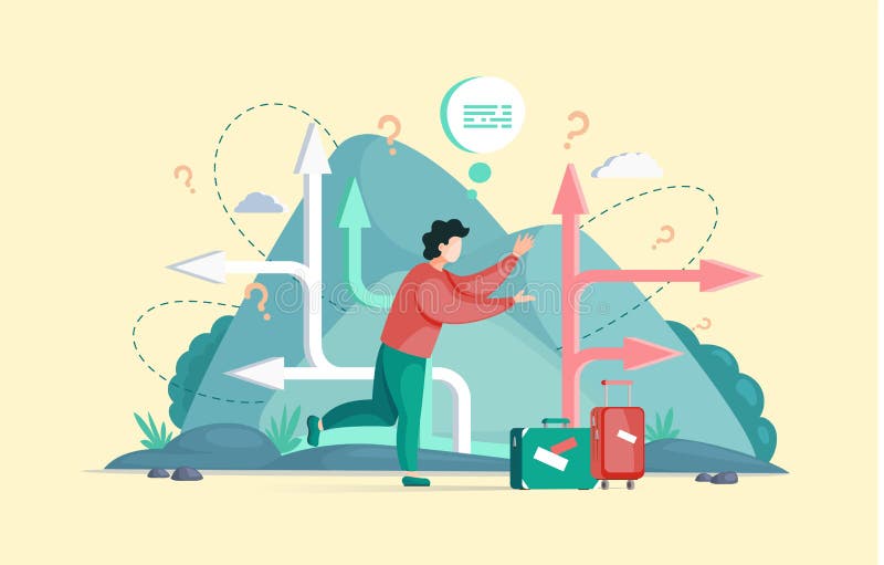 Making Confusion Choice of Path. Man Thought about Solution To Problem ...