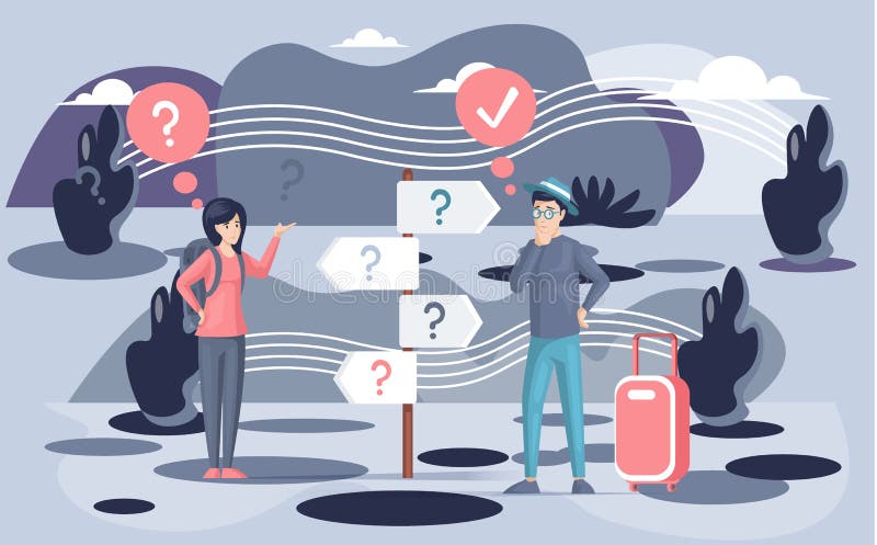 Making Confusion Choice of Path. Man Thought about Solution To Problem ...