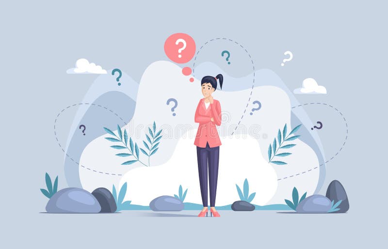 Confused Woman Question Marks Stock Illustrations 408 Confused Woman