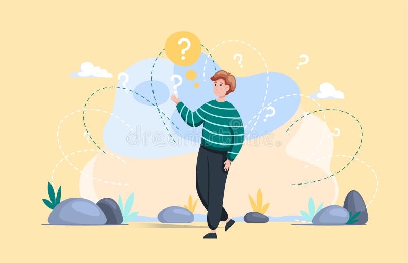 Making Confusion. Man Think about Solution To Problem Choose Options ...