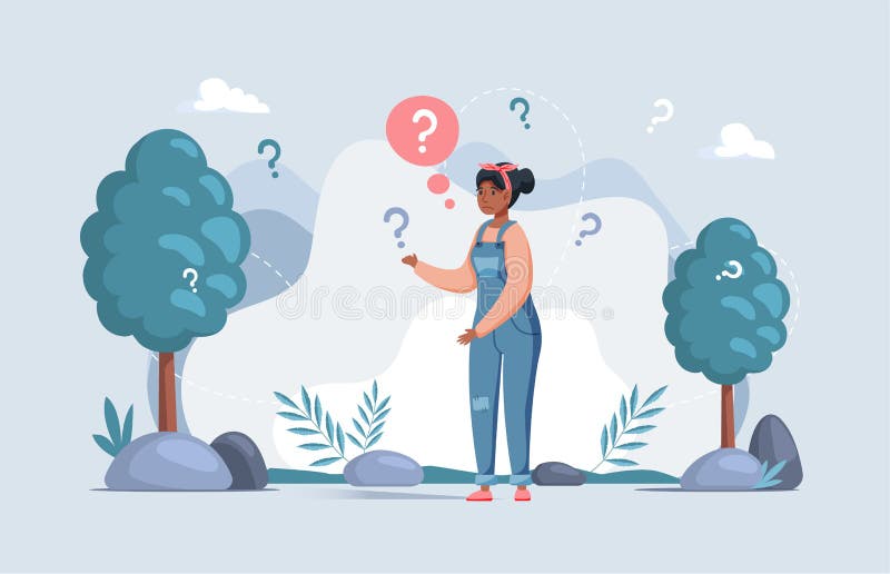 Making Confusion. Woman Thought about Solution To Problem, Choose ...