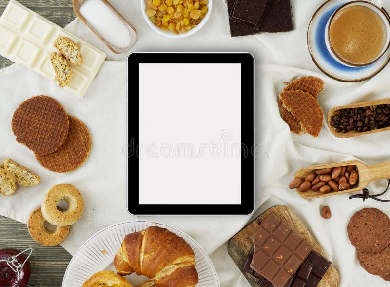 Making Cookies with a Digital Tablet Stock Image - Image of desert ...