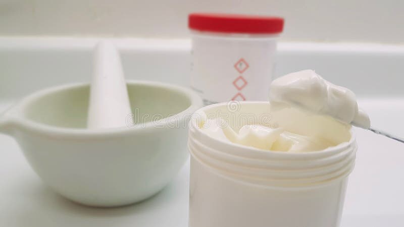 Making a Cream in the Pharmacy Laboratory Stock Photo - Image of mortar ...
