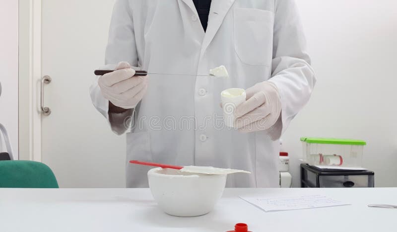 Making a Cream in the Pharmacy Laboratory Stock Photo - Image of mortar ...