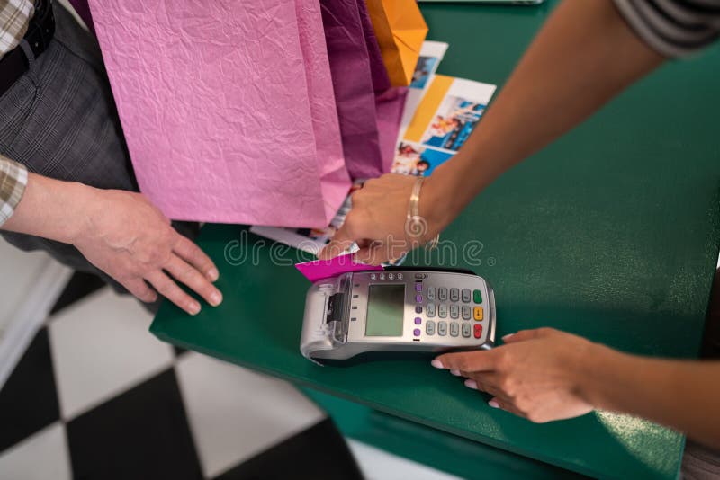 Close Shot of Customer Making Payment with a Credit Card Stock Image ...
