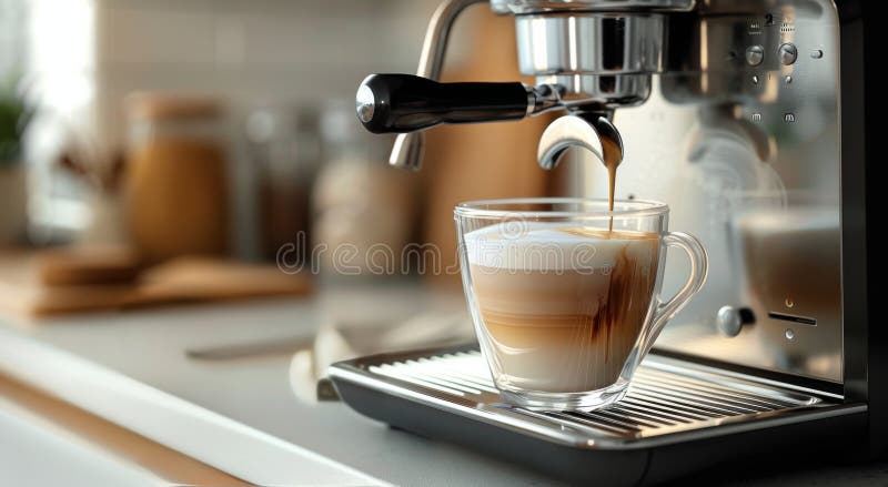 Making a Cup of Coffee with an Espresso Machine Stock Image - Image of ...