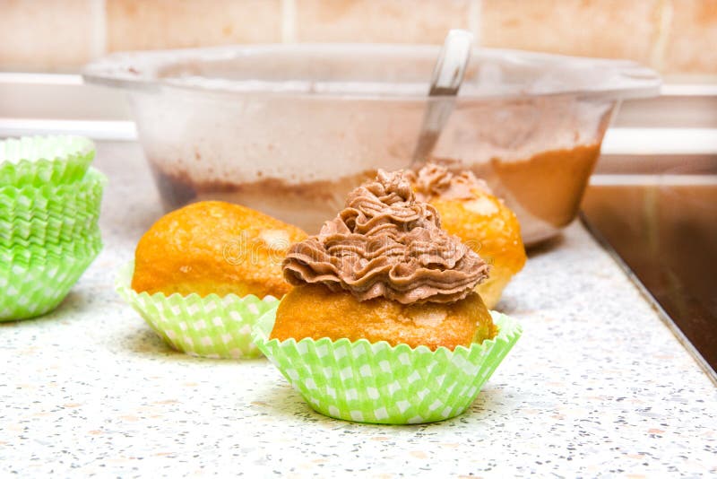 Making cupcakes stock image. Image of dessert, shabby - 49056819