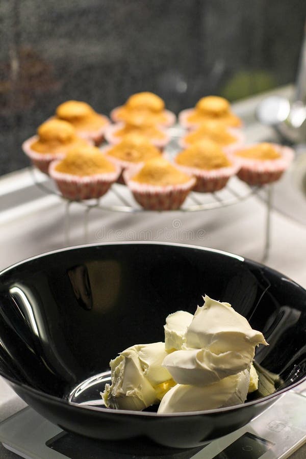 Making Cupcakes. Photo of Process. Homemade Muffins Stock Image - Image ...