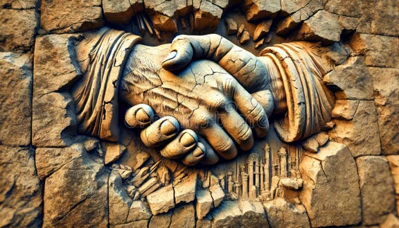 Stone handshake stock illustration. Illustration of commerce - 355421094