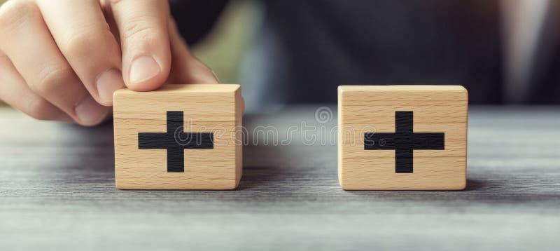Making a Decision, Businessman Hand Comparing Wooden Cube Blocks with ...
