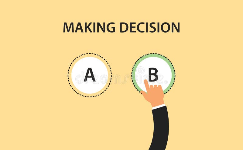Making Decision Concept Symbol with Two Option a and B with Hand Choose ...