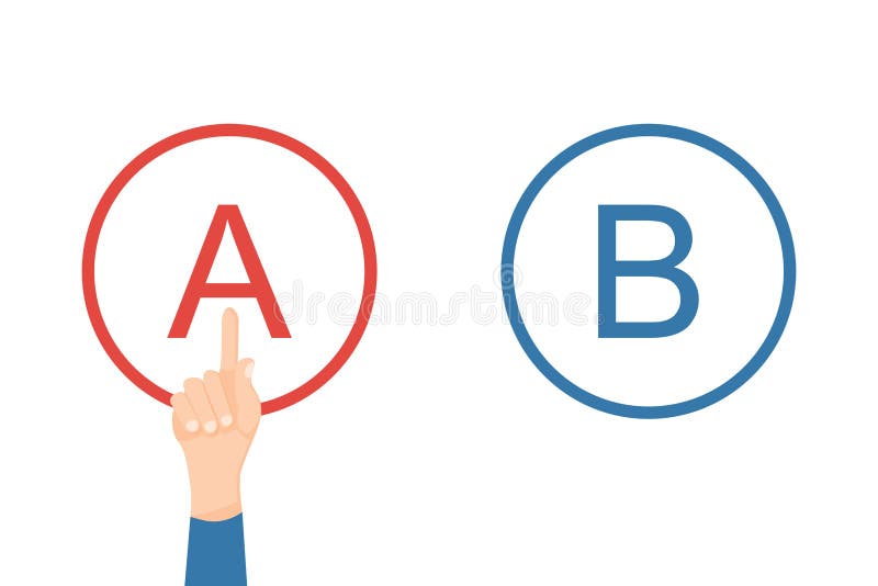 Making Decision Concept Symbol with Two Option a and B with Hand Choose ...