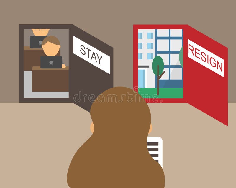 Making a Decision To Resign or Stay Vector Stock Vector - Illustration ...