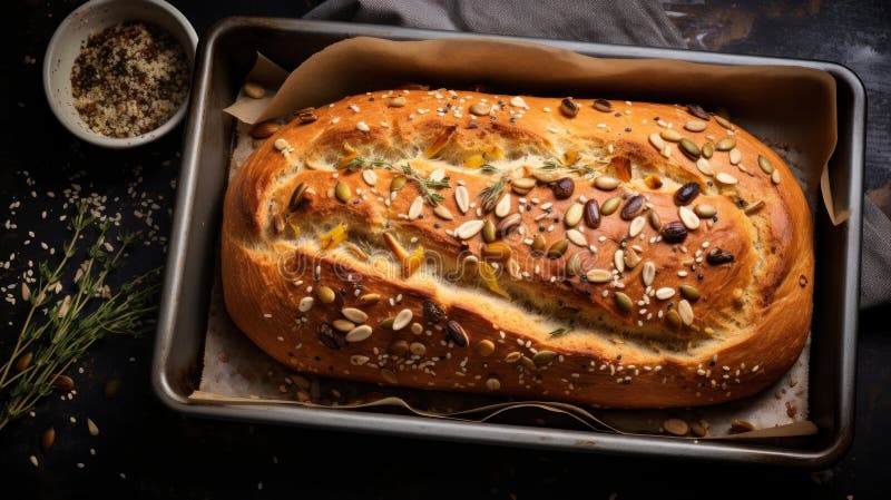 Making Delicious Home-made Bread with Seeds. Stock Illustration ...