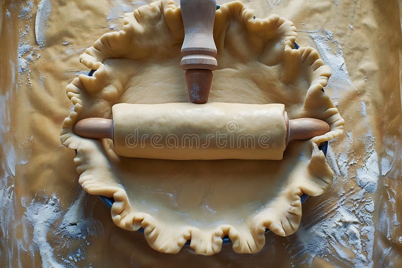 Making a Delicious Pie Crust with a Rolling Pin Stock Illustration ...