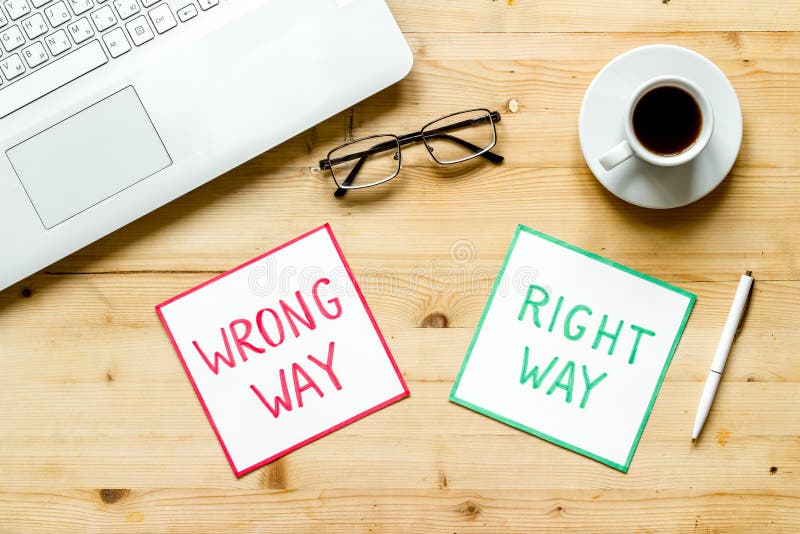 Making Desicion Concept. Right and Wrong Way Icons, Female Hands Top ...