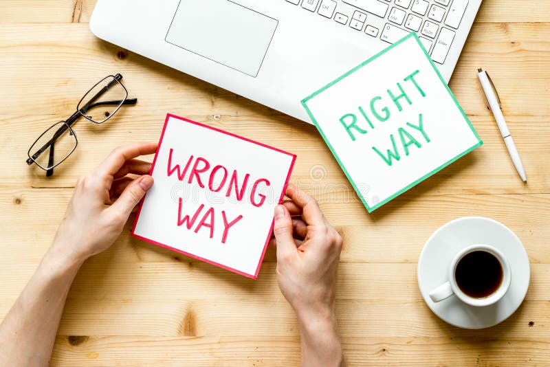 Making Desicion Concept. Right and Wrong Way Icons, Female Hands Top ...