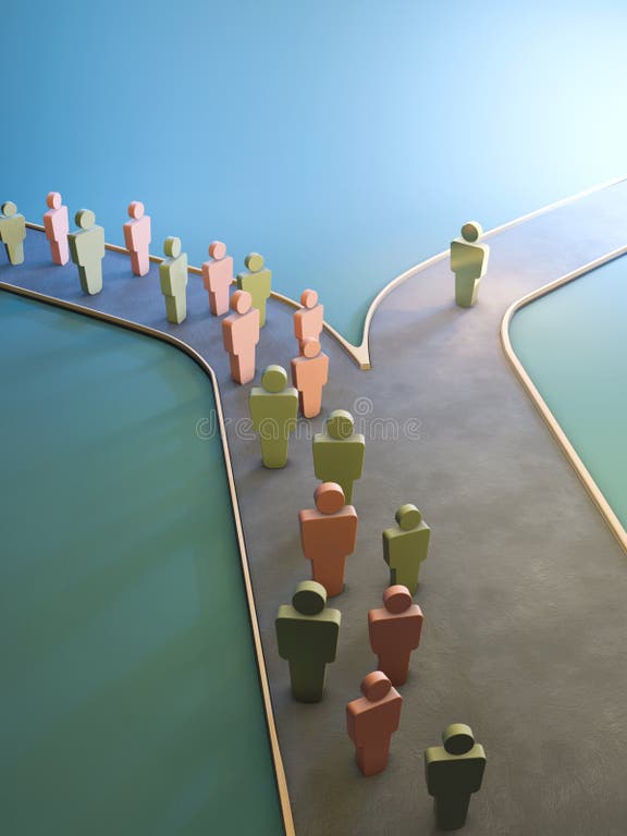 Taking a Different Path, Away from the Crowd Stock Illustration ...