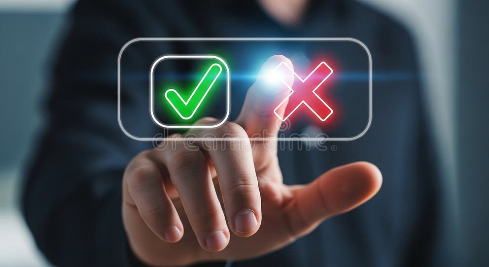 Check Mark and Cross Choice Decision Making Concept Right or Wrong ...