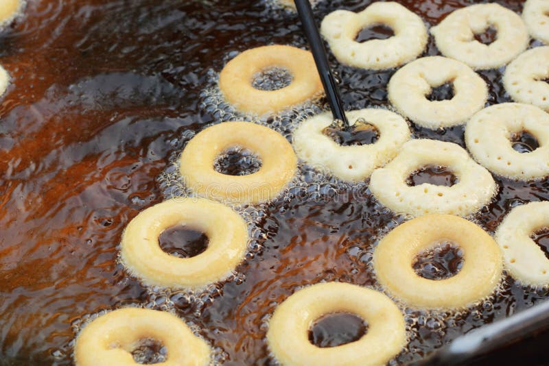Making Donut Fried in a Pan Stock Image - Image of bakery, delicious ...