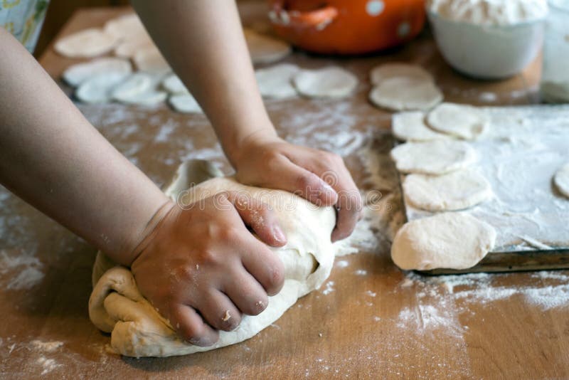 Making dough stock photo. Image of home, flour, lunch - 14935416