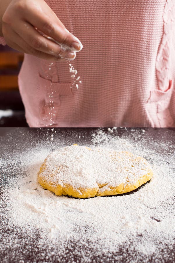 Making dough stock image. Image of food, adding, sprinkle - 49855963