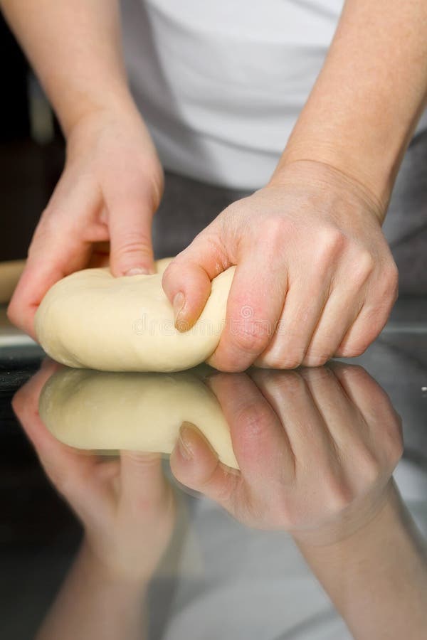 Kneading Bread in Baker S Hand Stock Photo - Image of floury, crust ...
