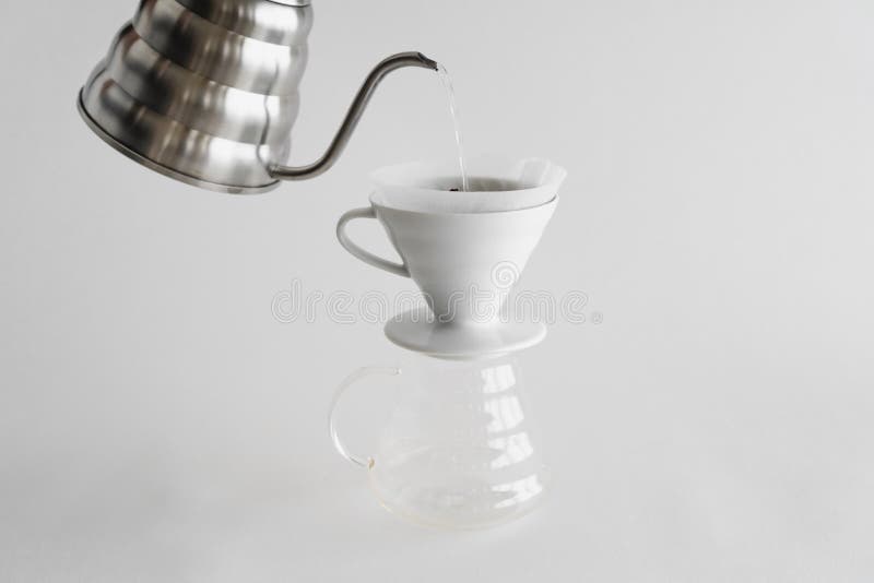 Making Drip Coffee Black Coffee with White Background Stock Image ...