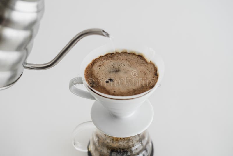 Making Drip Coffee Black Coffee with White Background Stock Photo ...