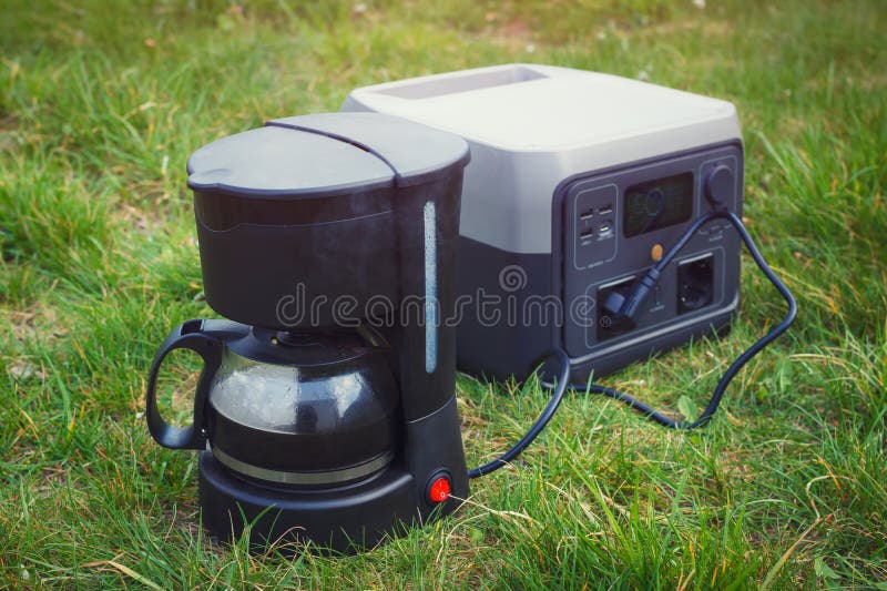 Making Drip Coffee in Camp. the Power Station with Electrical Coffee ...