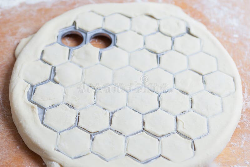 Homemade Dumplings with Meat on a Floured Board Stock Photo - Image of ...