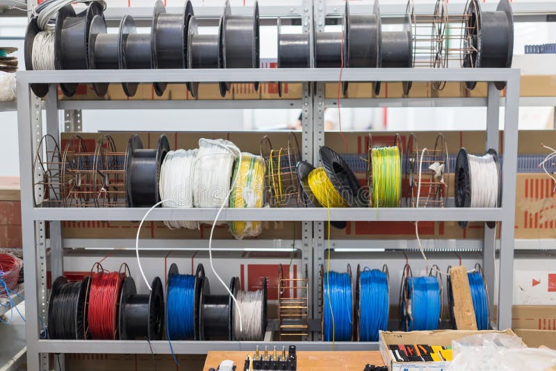 Making an Electricity Panel Board - Rack with Coils of Wire Stock Image ...
