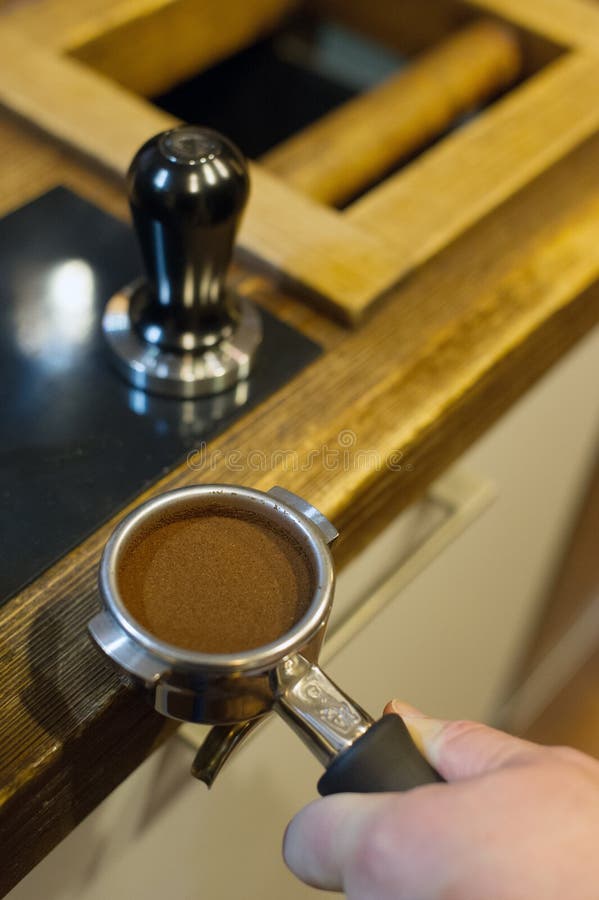 Making espresso coffee stock photo. Image of break, equipment - 91335488