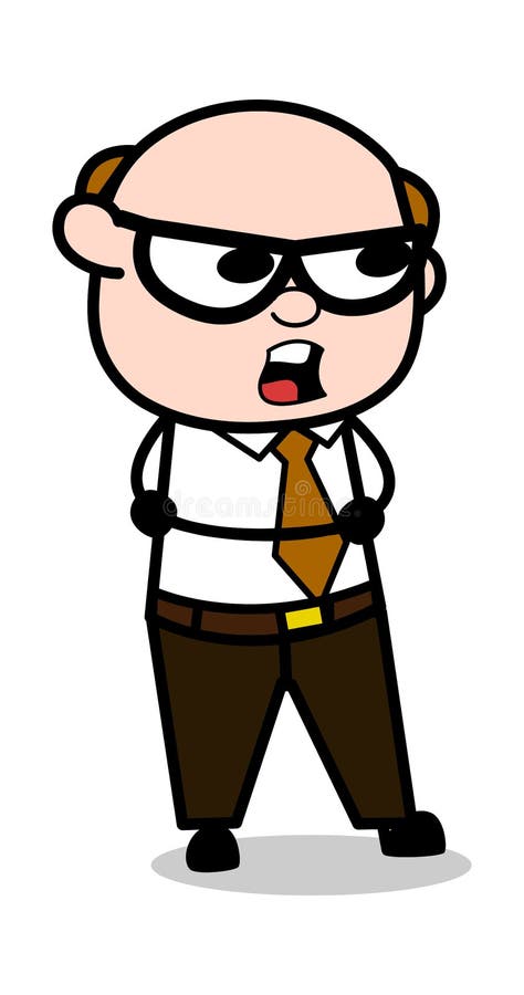Making Face - Retro Cartoon Office Old Boss Man Vector Illustration ...