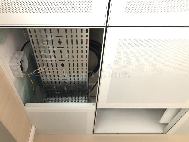 Making of Cabling False Ceilings or Suspended Ceilings Stock Image ...